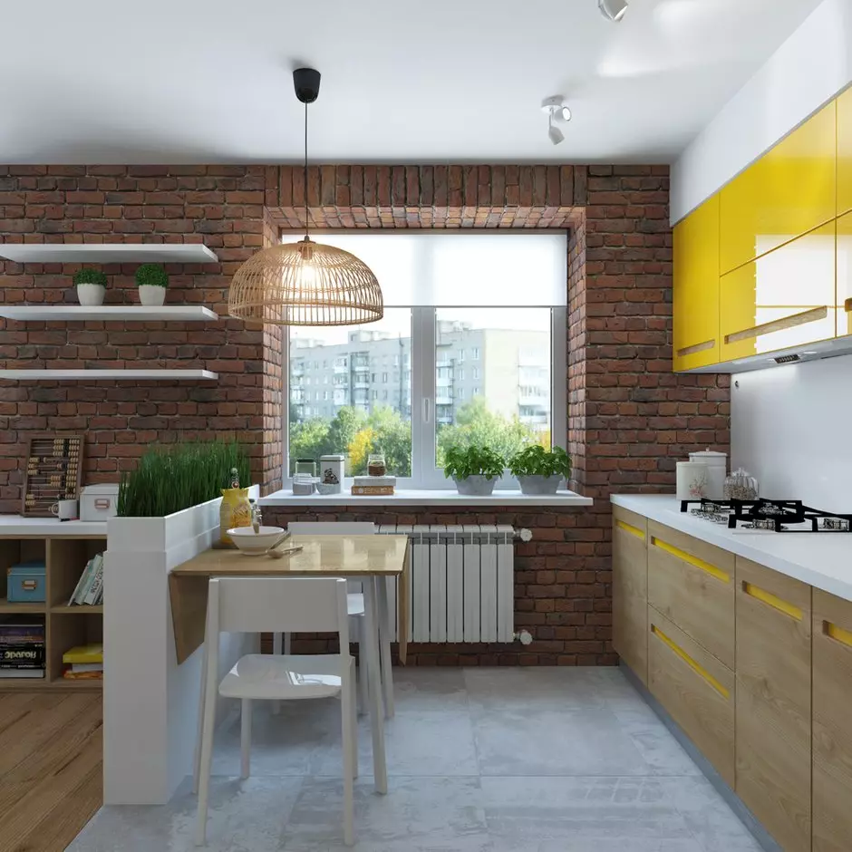 Foto: Cozinha e sala de jantar em estilo escandinavo, apartamento, branco, projeto da semana, amarelo, yulia chernova, smolensk, muitos ikea, novo edifício, casa monolítica, 2 quartos, 60-90 metros - foto