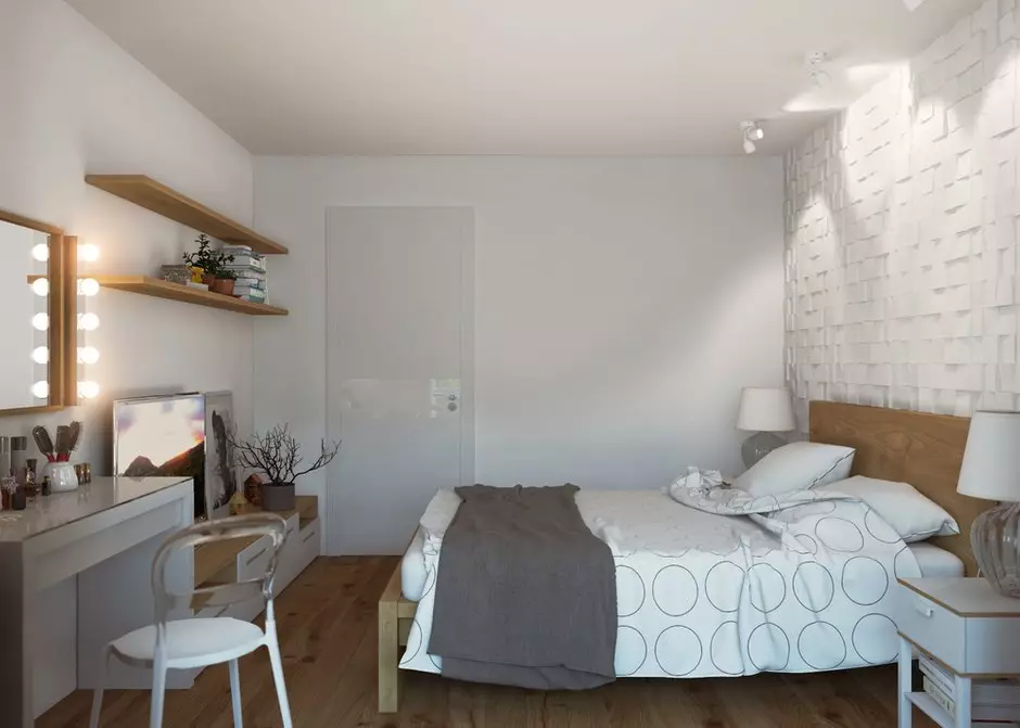 Foto: quarto em estilo escandinavo, apartamento, branco, projeto da semana, amarelo, julia chernova, smolensk, muitos ikea, novo edifício, casa monolítica, 2 quartos, 60-90 metros - foto