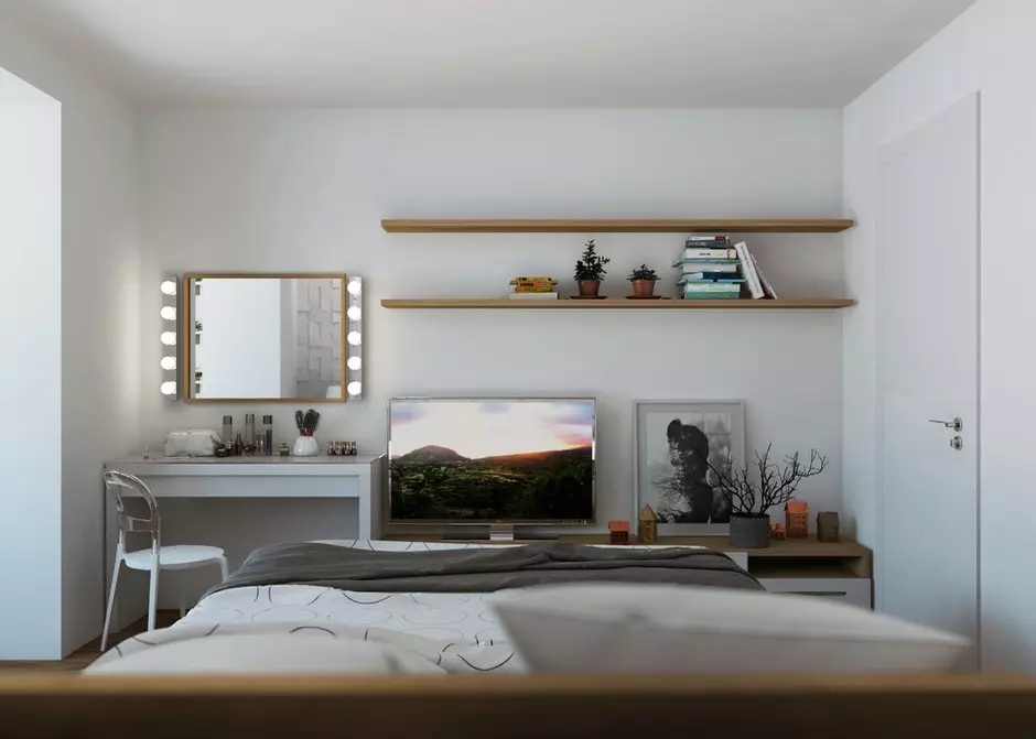 Foto: quarto em estilo escandinavo, apartamento, branco, projeto da semana, amarelo, julia chernova, smolensk, muitos ikea, novo edifício, casa monolítica, 2 quartos, 60-90 metros - foto