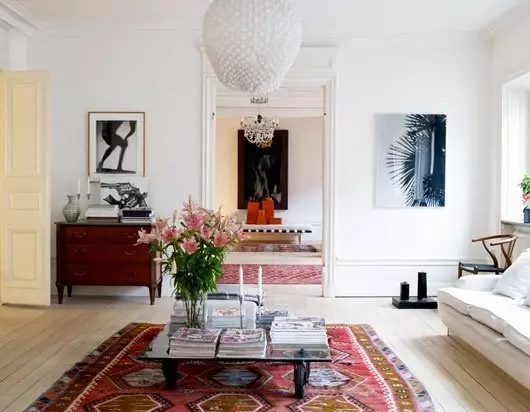 Photo: Living room in Scandinavian style, modern, interior decor, color in the interior, industry, news, market, carpet - Photo