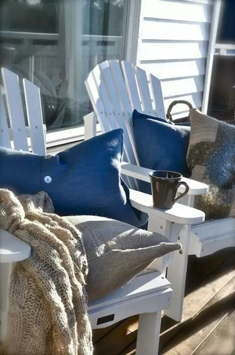 Foto: balkon, terras in stijl, interieur, interieur, kussens, marine - foto