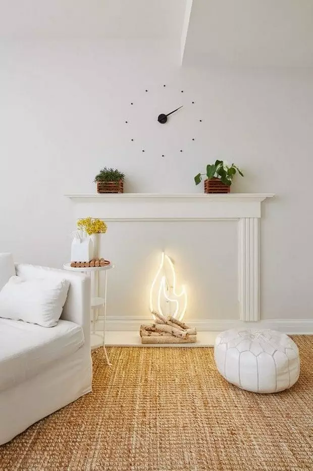 Photo: Living room in Scandinavian style, interior decor, fireplace, falsemint in the interior, how to make a decorative fireplace - Photo