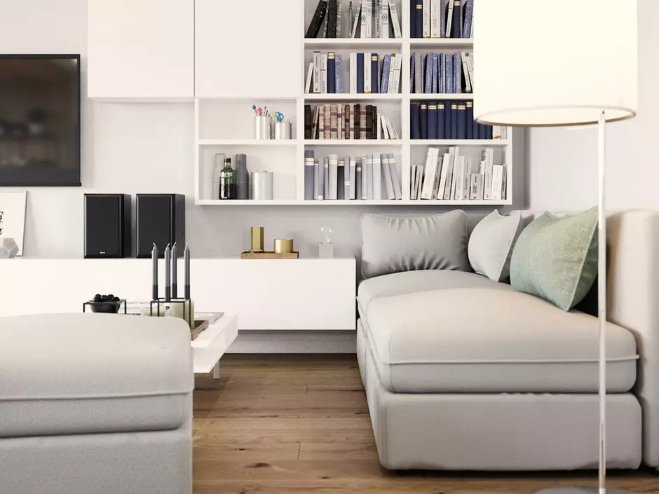 Foto: Wohnzimmer im Stil Minimalismus, Küche und Esszimmer, Skandinavisch, Projekt der Woche, Ikea, Moskauer Region, Mobler, Landhaus - Foto