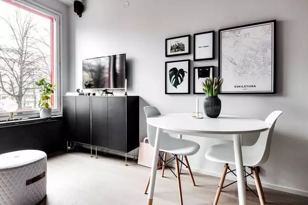 Foto: Kjøkken og spisestue i stil med skandinavisk, innredning, liten leilighet, leilighet, sverige, grått, ideer til små størrelse, hvordan du lager en liten størrelse, design av små størrelse, 1 rom, opptil 40 meter , encyclopedia_interr - Foto