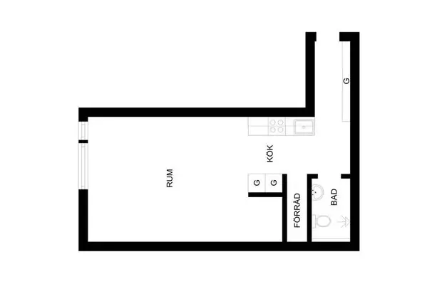 Foto: Planering i stil, skandinavisk, inredning, liten lägenhet, lägenhet, sverige, grå, idéer för små storlek, hur man ordnar liten storlek, design av små slickers, 1 rum, upp till 40 meter, encyklopedia_interr - Foto