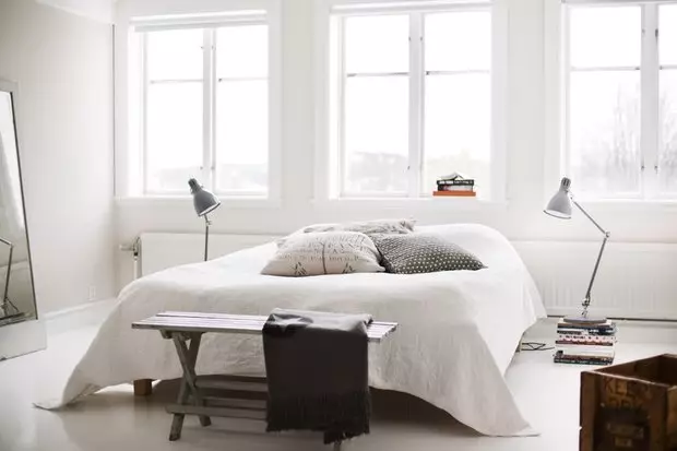 Photo: Bedroom sa Loft Style, Scandinavian, Decor sa Interiorvian, Decor, kolor sa sulud, puti, eco - litrato