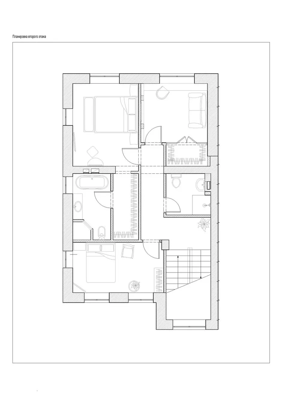 Plan with furniture arrangement, 2nd floor