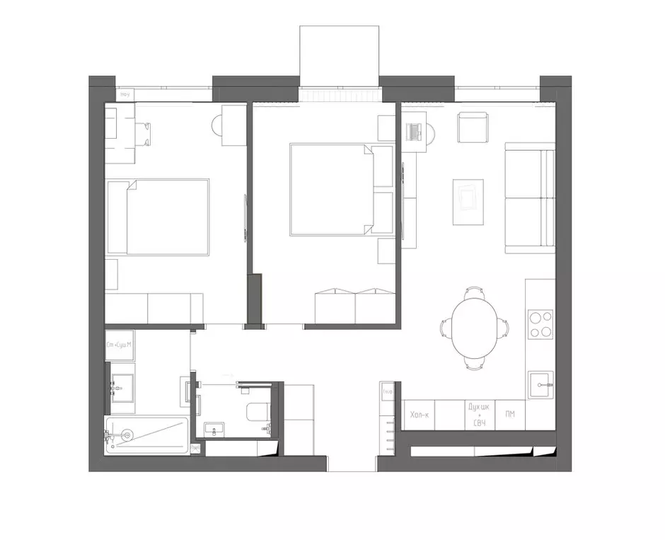 Foto: Planning yn styl, Skandinavyske, appartemint, projekt fan 'e wike, Moskou, 3 keamers, 3 keamers, 40-60 meter, 60-90 Meter, Maria Puzanova - Foto