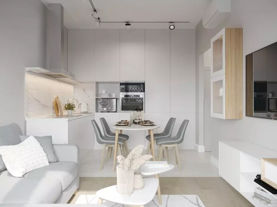 Photo: Cuisine et salle à manger à Moderne, Scandinave, Appartement, Projet de la semaine, Moscou, 3 chambres, 40-60 mètres, 60-90 mètres, Maria Puzanova - Photo