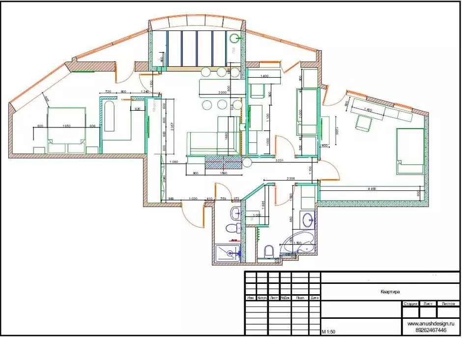 Ispilu fitxa, adreilua eta patchwork horma-irudiak: apartamentua khimki 279838_19