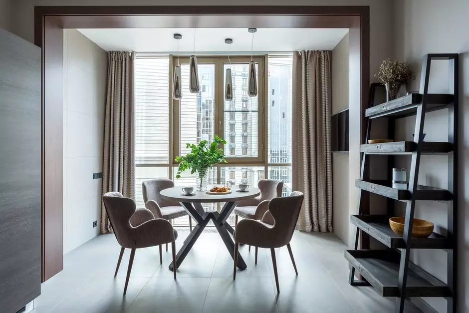 Foto: Ruang dapur dan ruang makan dengan gaya modern, apartemen, proyek minggu ini, Moskow, rumah monolitik, 4 atau lebih, lebih dari 90 meter, Elena Bodrov, Anton Lichtarovich - Foto