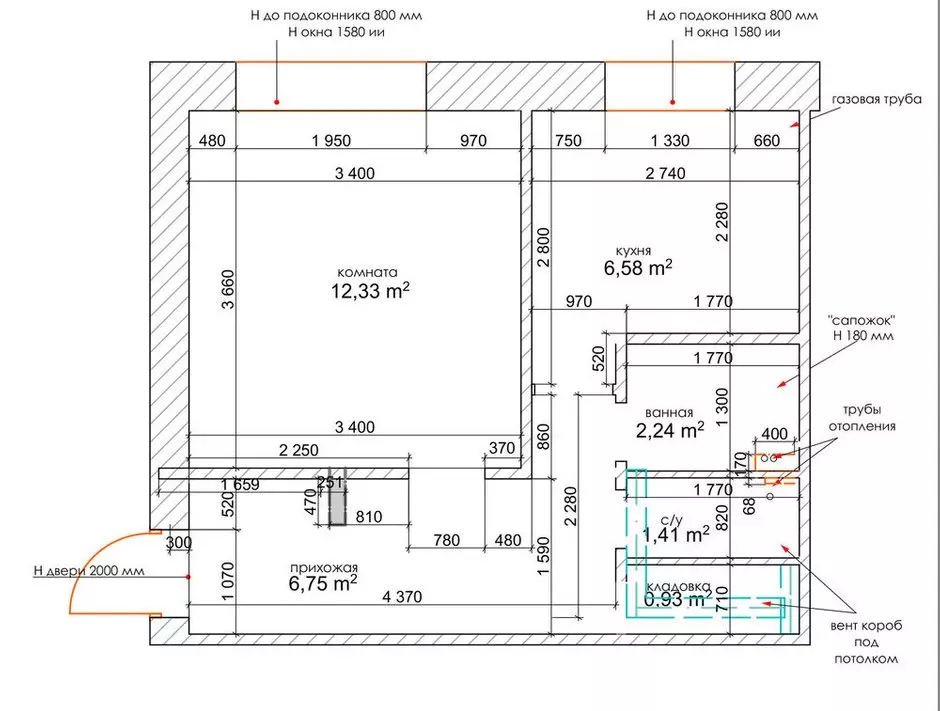 Wêne: Plankirina bi şêweyê, Skandînavian, Modern, Modern, Apartman, Redevelopment, Irina Krivtsov, Stalinka, 1 odeya, heta 40 metro - wêne