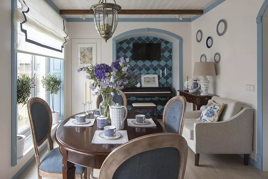 Foto: obývací pokoj ve stylu Provence a země, bílý, projekt týdne, modrá, Ekaterina Kozlova - Foto