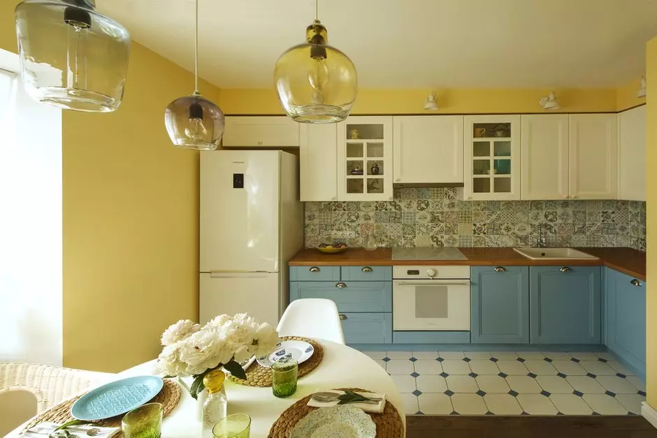 Photo: cuisine et salle à manger dans le style de scandinave, appartement, projet de la semaine, Moscou, église Ekaterina - Photo