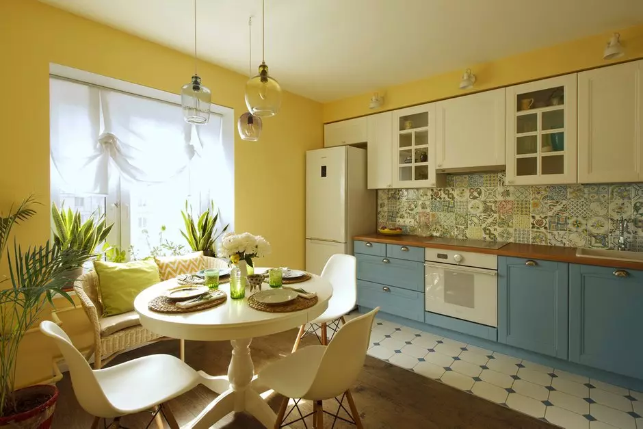 Photo: cuisine et salle à manger dans le style de scandinave, appartement, projet de la semaine, Moscou, église Ekaterina - Photo