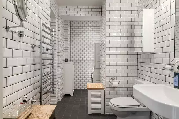 Photo: salle de bain en style scandinave, décor intérieur, appartement - Photo