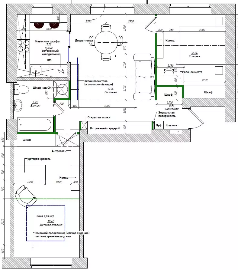 Foto: Planificación en estilo, apartamento, proxecto da semana, CO: Interior, STALINKA, 3 habitacións, 60-90 metros - Foto