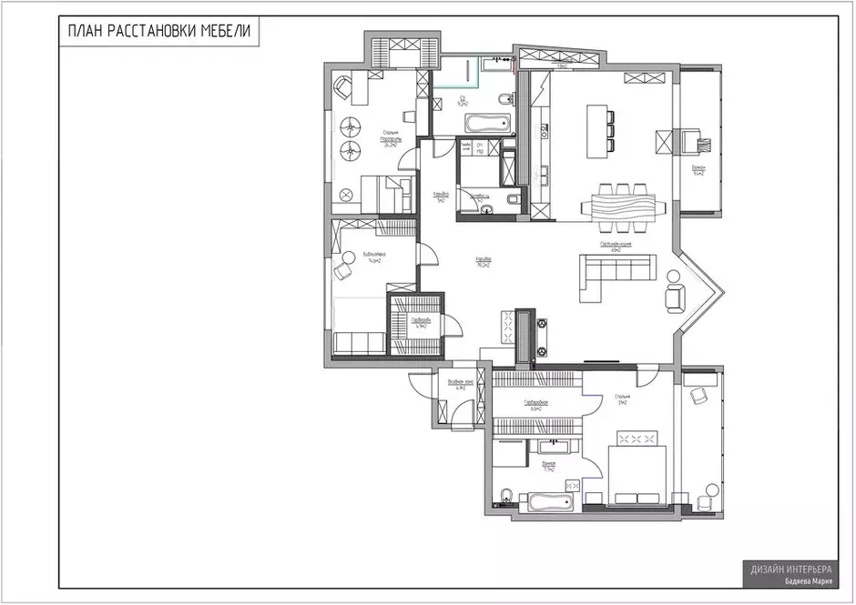 Foto: Planning in stijl, modern, appartement, project van de week, 3 kamers, meer dan 90 meter, Irkutsk, Maria Badiaev - Foto