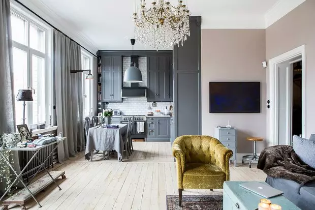 Foto: Camera de zi în stil scandinav, Apartament, Proiect al săptămânii - Fotografie