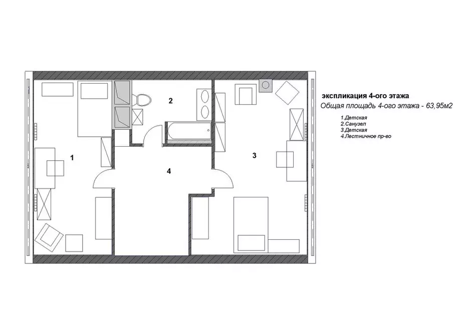 Plan sa aranžmanom nameštajem, četvrtom katu