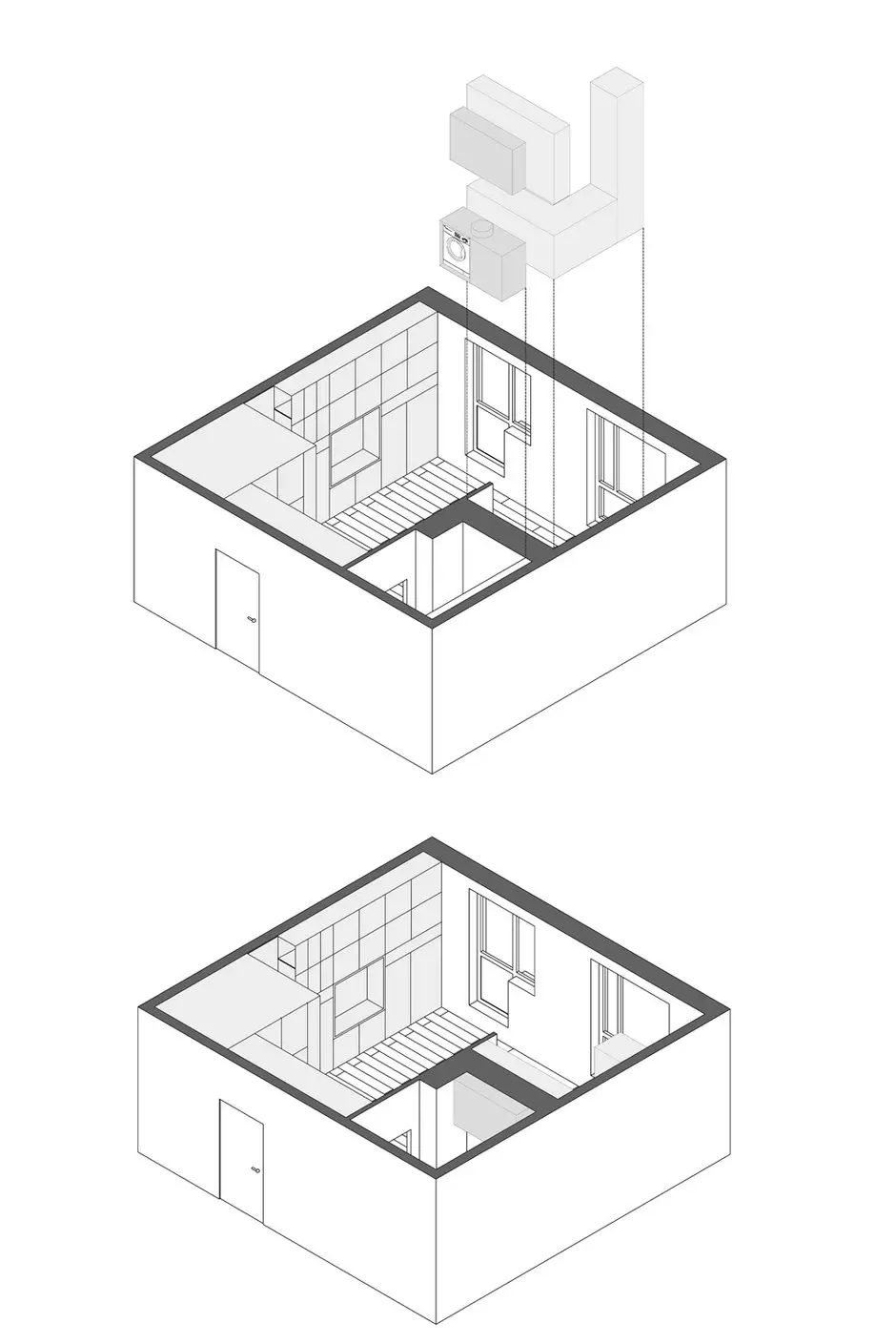 Wêne: Di şêweyê, apartmanê piçûk, apartmanê piçûk, apartman, studio, projeya hefteyê, heya 40 metre - wêne