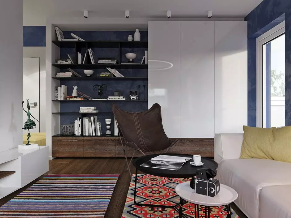 Foto: Dalam gaya, modern, apartemen, studio, putih, minimalis, proyek minggu, biru, konstantin radulov - foto