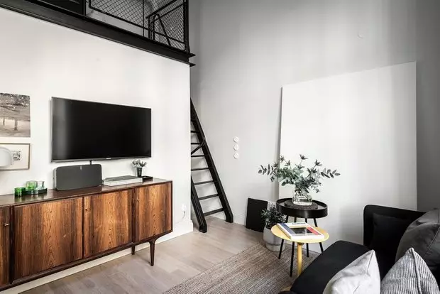 Foto: Skandinavska dnevna soba, potkrovlje, uređenje unutrašnjosti, apartman, studio, Stokholm, 40-60 metara - fotografija