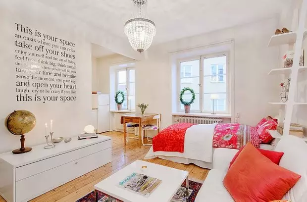 FRO: Wunnzëmmer am modernen, skandinavian, kleng Appartement, Appartement, Schweden, Haiser a Appartementer - Foto