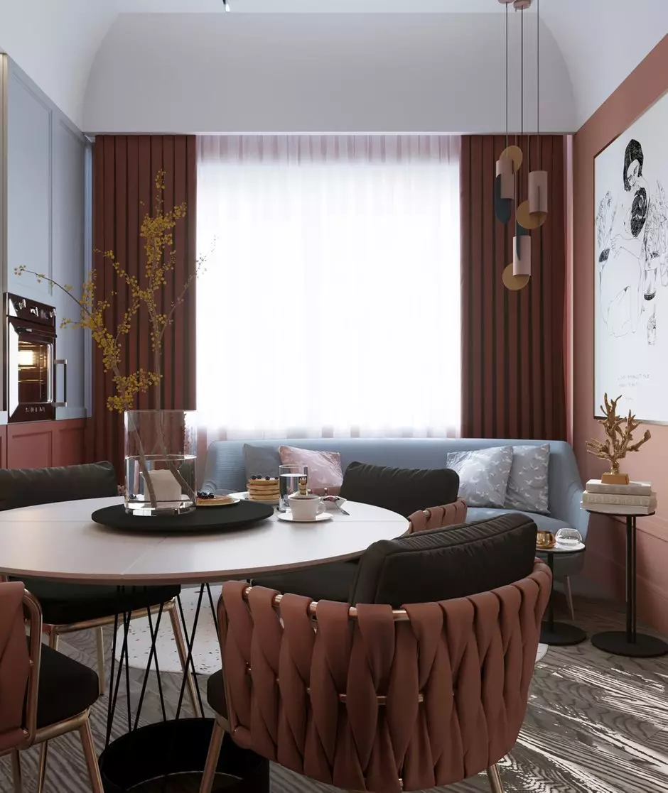 Foto: Dapur dan ruang makan dengan gaya modern, apartemen kecil, apartemen, proyek minggu ini, St. Petersburg, Stalinka, 1 kamar, hingga 40 meter, Arina Troilova - Foto