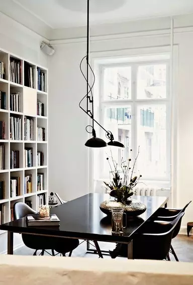 Photo: Cabinet in Scandinavian style, interior decor, apartment, houses and apartments, fireplace - Photo