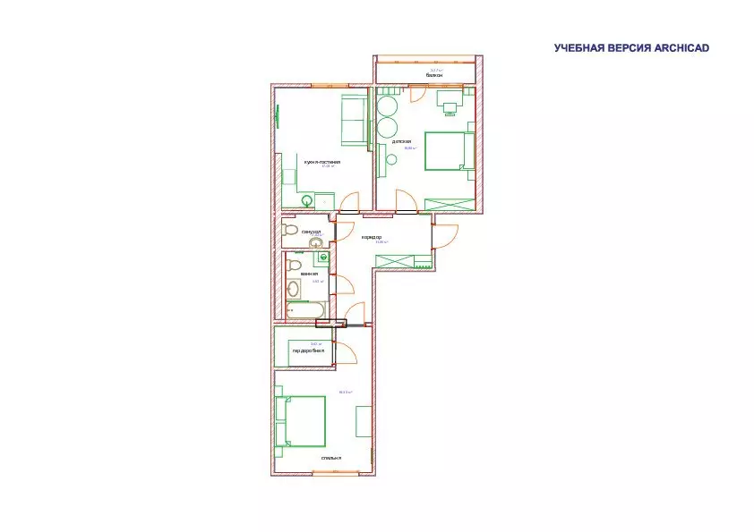 Argazkia: Plangintza Estiloa, Modernoa, Apartamentua, Asteko proiektua, Beige, Urdina, Etxe Monolitikoa, 2 Gelak, 60-90 metro, # Nola mugatu, Ufa, Svetlana nosova - argazkia