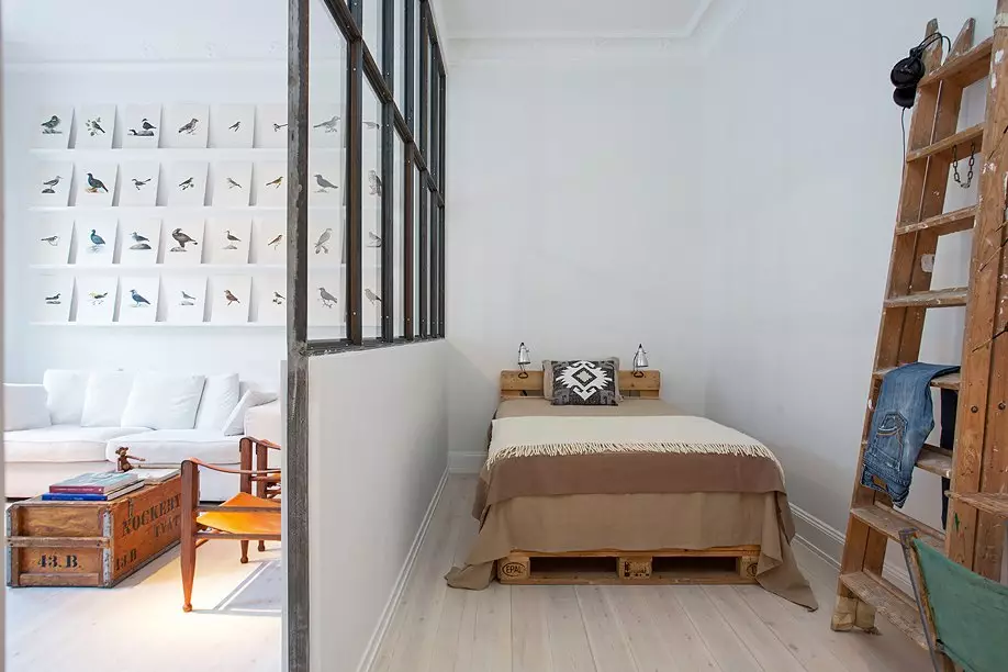 Larawan: Bedroom sa Scandinavian Style, maliit na apartment, apartment, bahay at apartment, Stockholm - Larawan