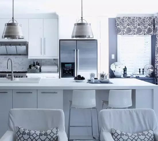 Photo: Kitchen and dining room in high-tech style, room interior - Photo