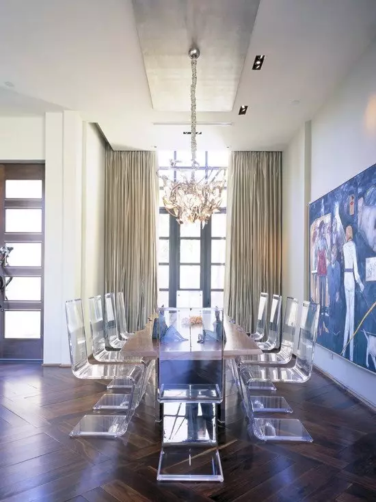 Foto: cucina e sala da pranzo in stile, arredamento interno, mobili e luce - Foto